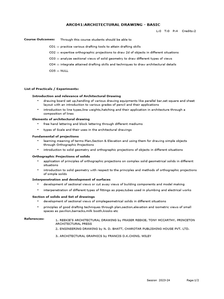 Arc-041 Architectural Drawing - Basis | PDF | Drawing | Geometry