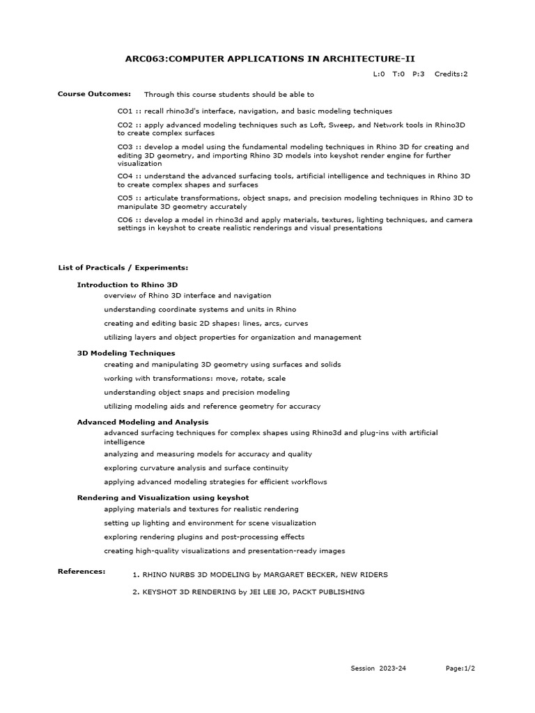Arc063 Computer Applications in Architecture-Ii | PDF | 3 D Computer ...