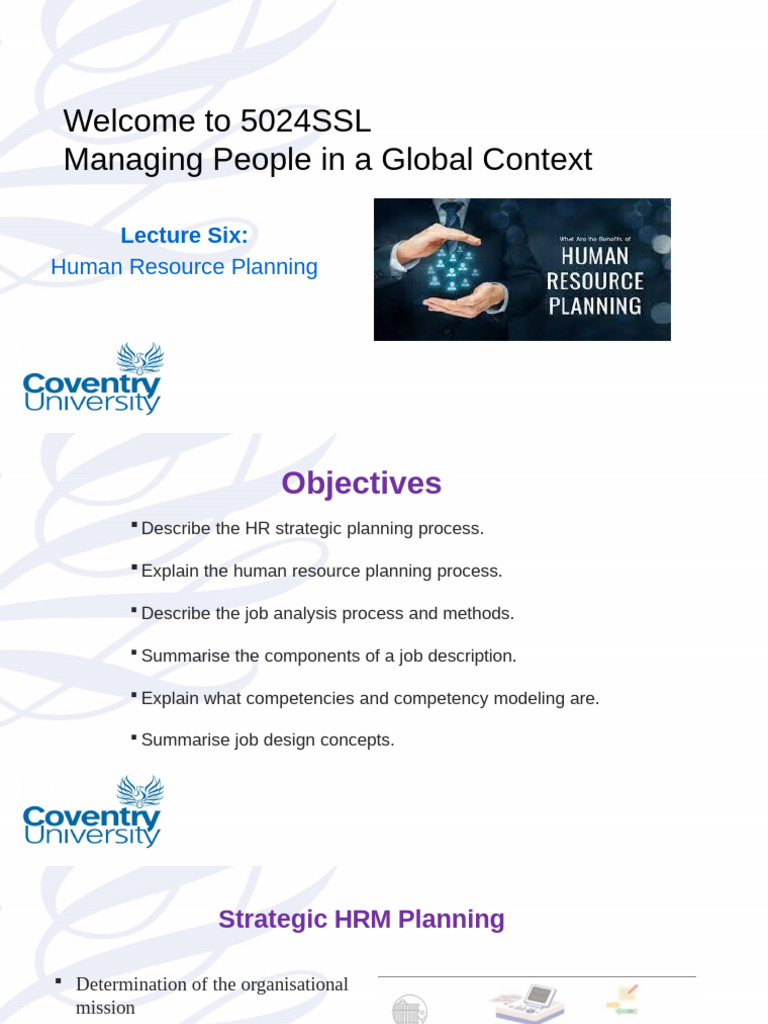 WK 3 Lecture 6 Human Resource Planning | PDF | Human Resource ...