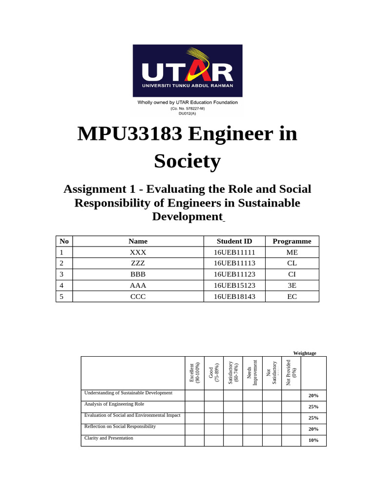 MPU 33183 Assignment 1 Cover Page | PDF