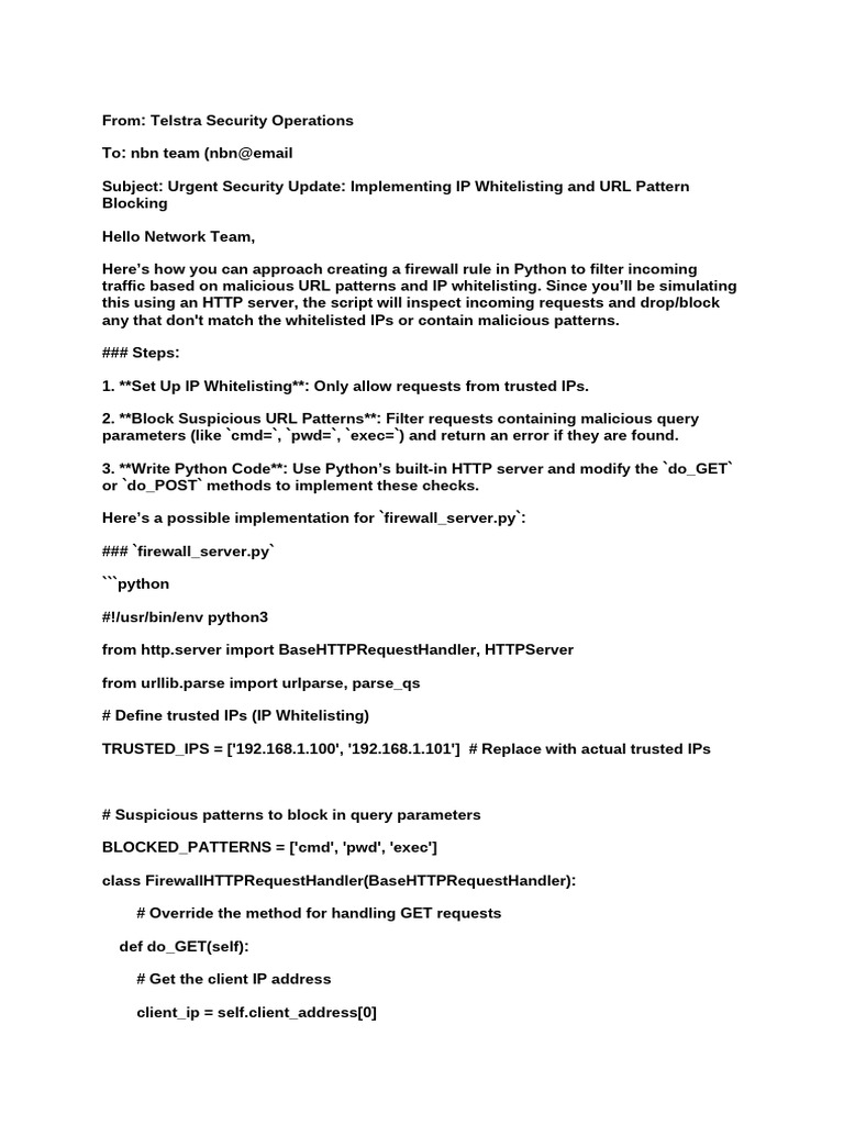 From - Telstra Security Operations | PDF | Networking | Internet & Web