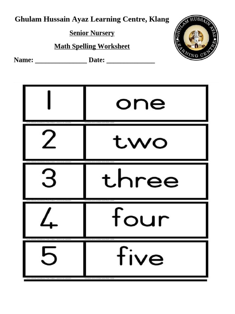 Math Spelling_Worksheet_S. Nursery 2024 | PDF