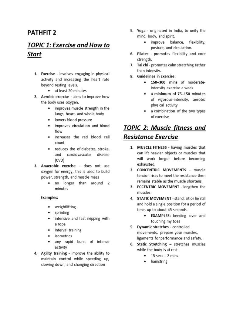 PATHFIT 2 notes midterms | PDF | Physical Fitness | Strength Training