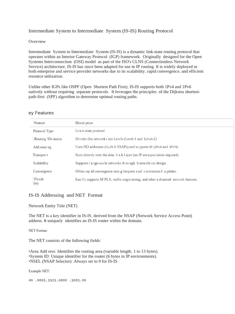 IS-IS Routing Protocol Overview | PDF | Routing | Networking