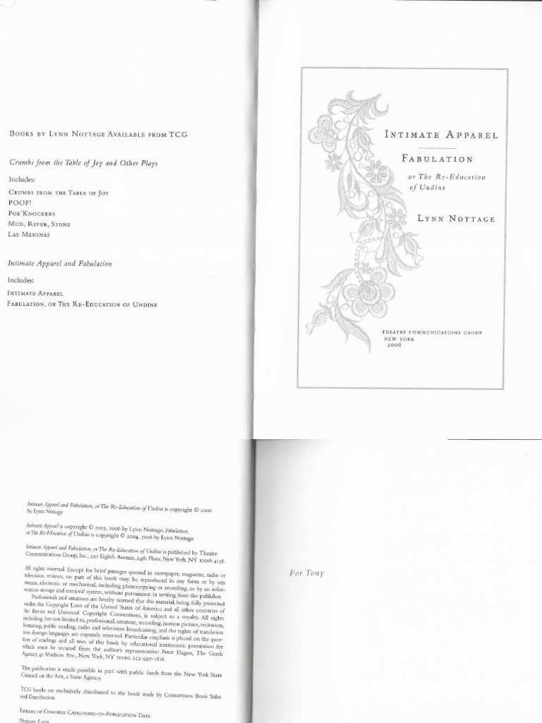 INTIMATE APPAREL - Lynn Nottage | PDF
