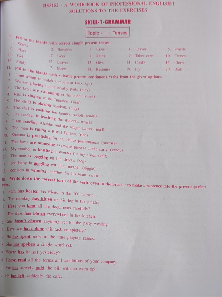 grammar answer key | PDF