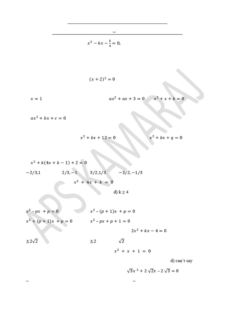 QUADRATIC EQUATION | PDF | Quadratic Equation | Numbers