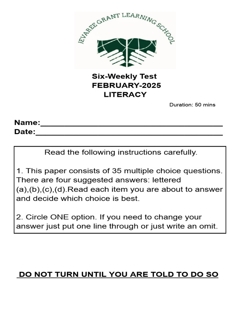 February 2025 Literacy Test | PDF | Microsoft Word | Adobe Photoshop