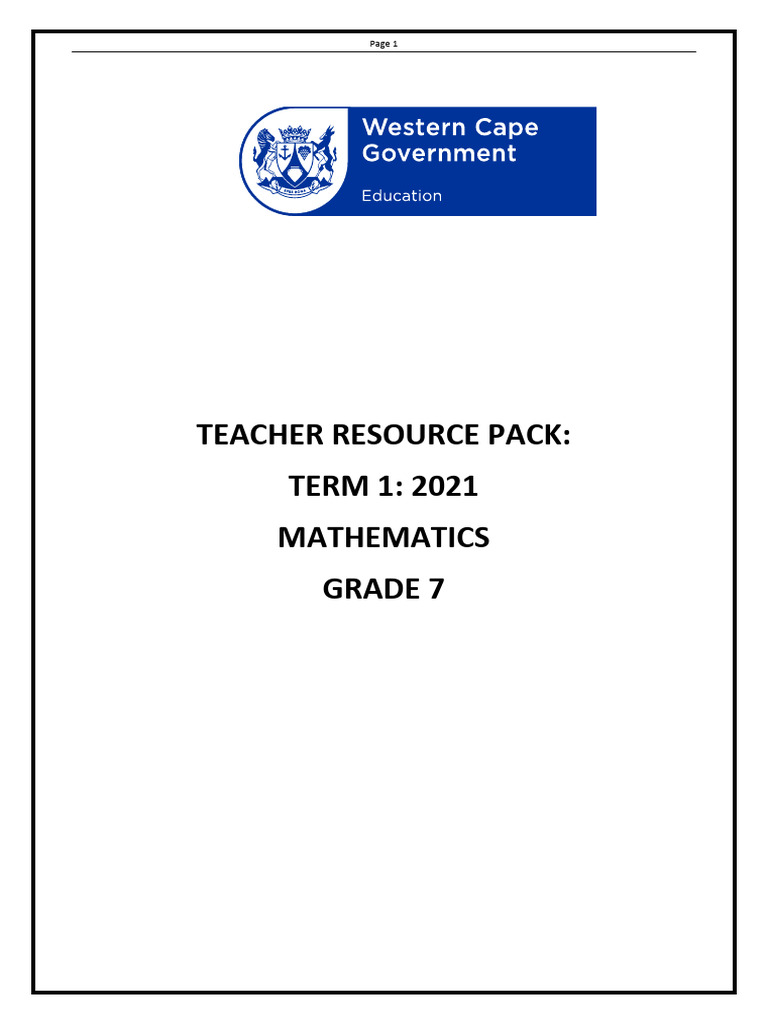 GRADE 7 Maths Teacher Resource Pack Term 1 2021 | PDF | Multiplication ...