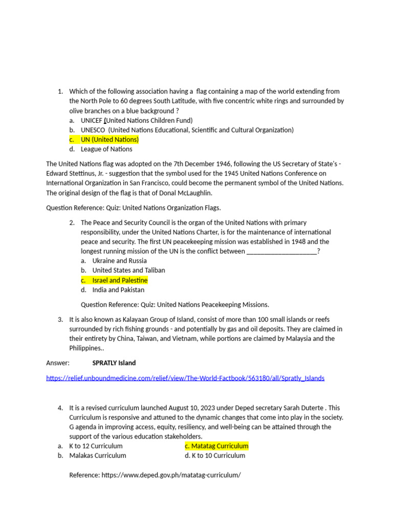 United Nations Flags and Peacekeeping Quiz | PDF