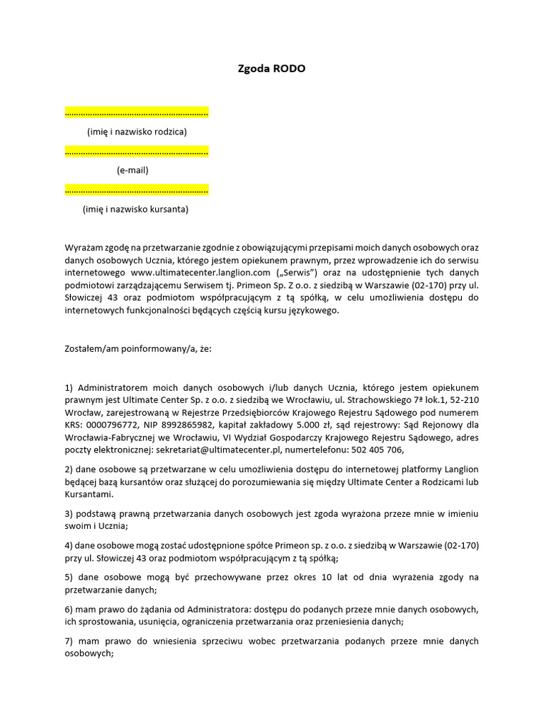 Zgoda RODO | PDF