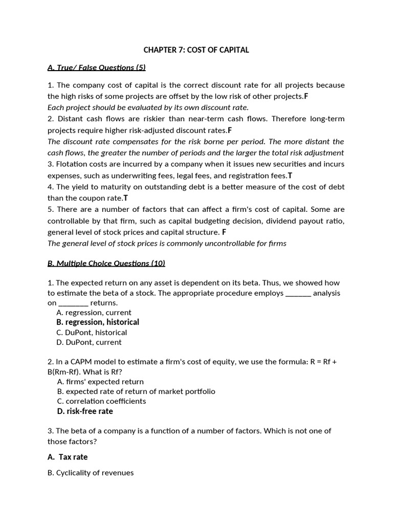 Understanding Cost of Capital Concepts | PDF | Cost Of Capital ...