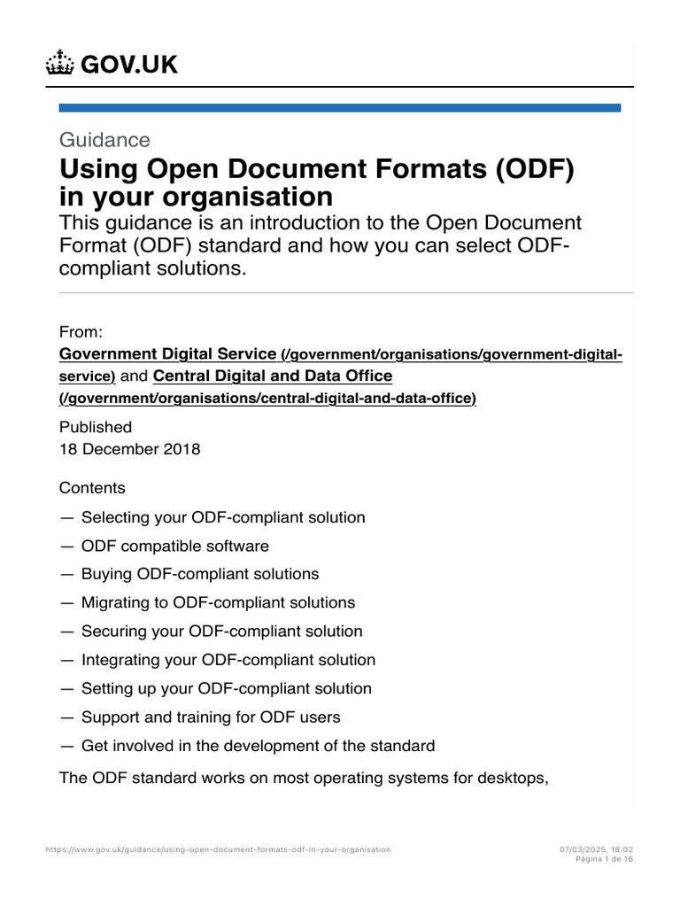 Using Open Document Formats (ODF) in your organisation - GOV.UK | PDF ...