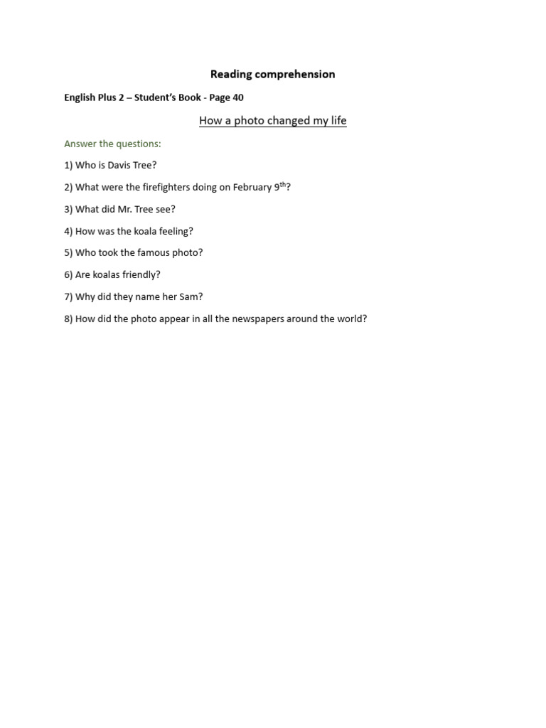 Reading Comprehension - Koala Reading | PDF