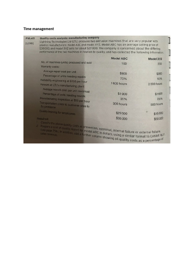 Exercise Chapter 6.quality Manangement | PDF