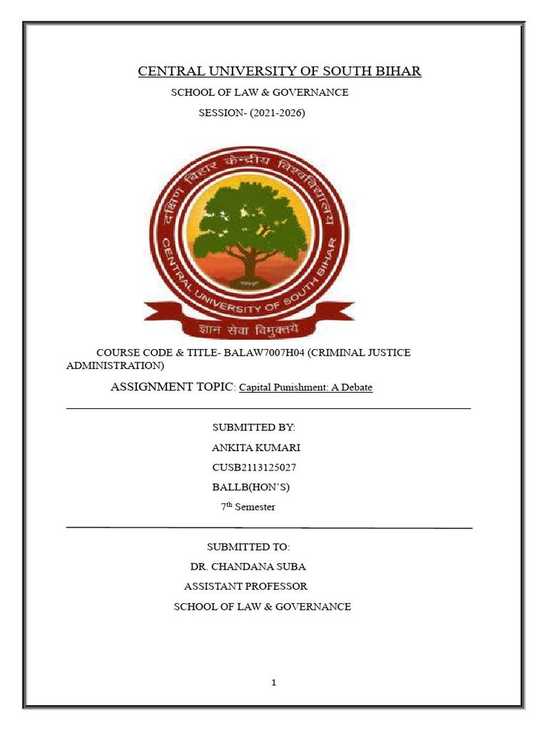 Ankita-027-CJA | PDF | Capital Punishment | Punishments