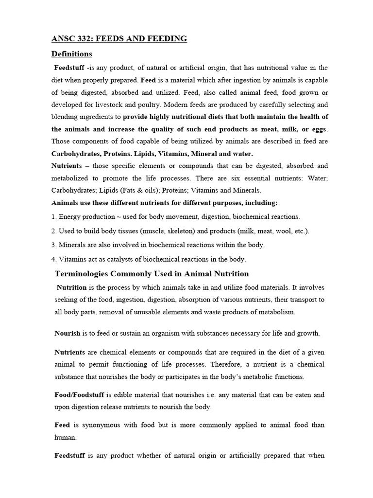 FEEDS AND FEEDING Formulation | PDF | Nutrition | Diet & Nutrition