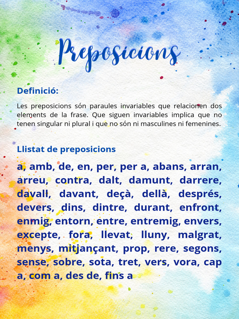 Preposiciones en Valenciano | PDF