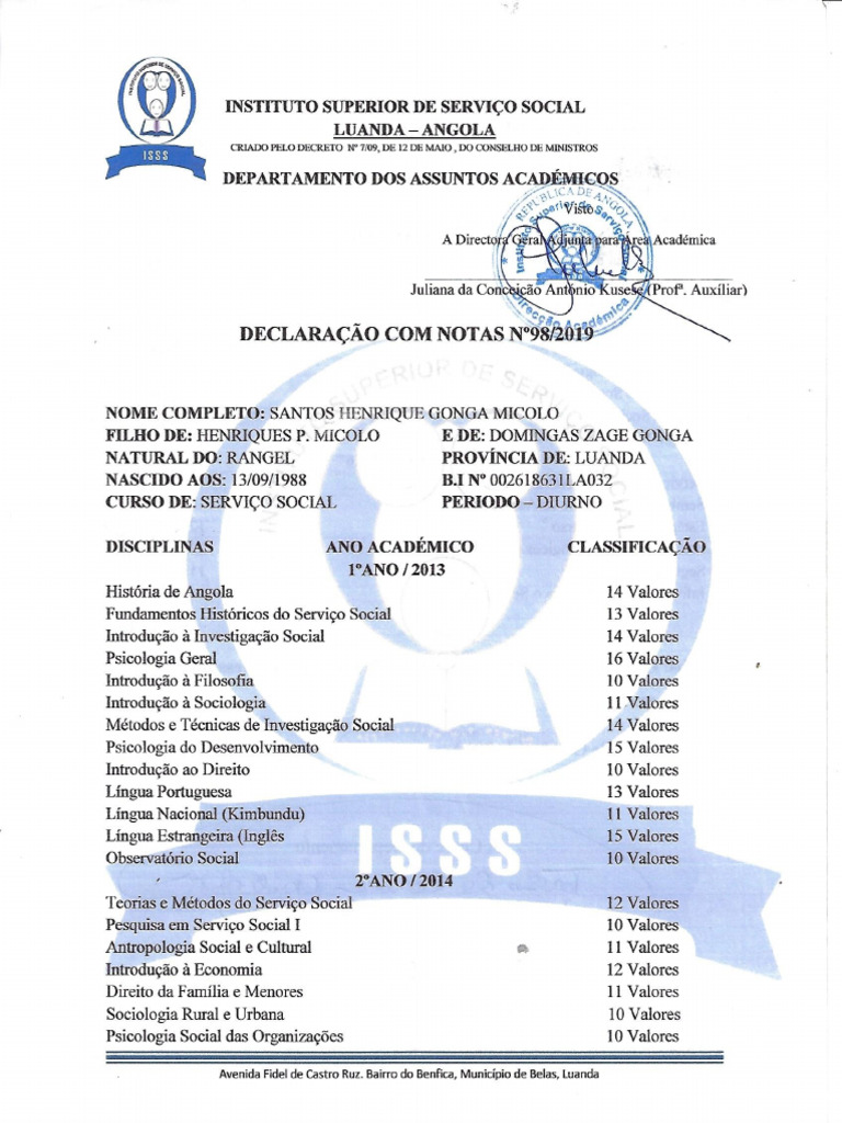Declaração de Notas | PDF