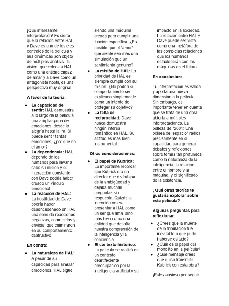 Yo Creo Que Hal Tenía Capacidad de Amar. Y Dave... | PDF | Amor | Las ...