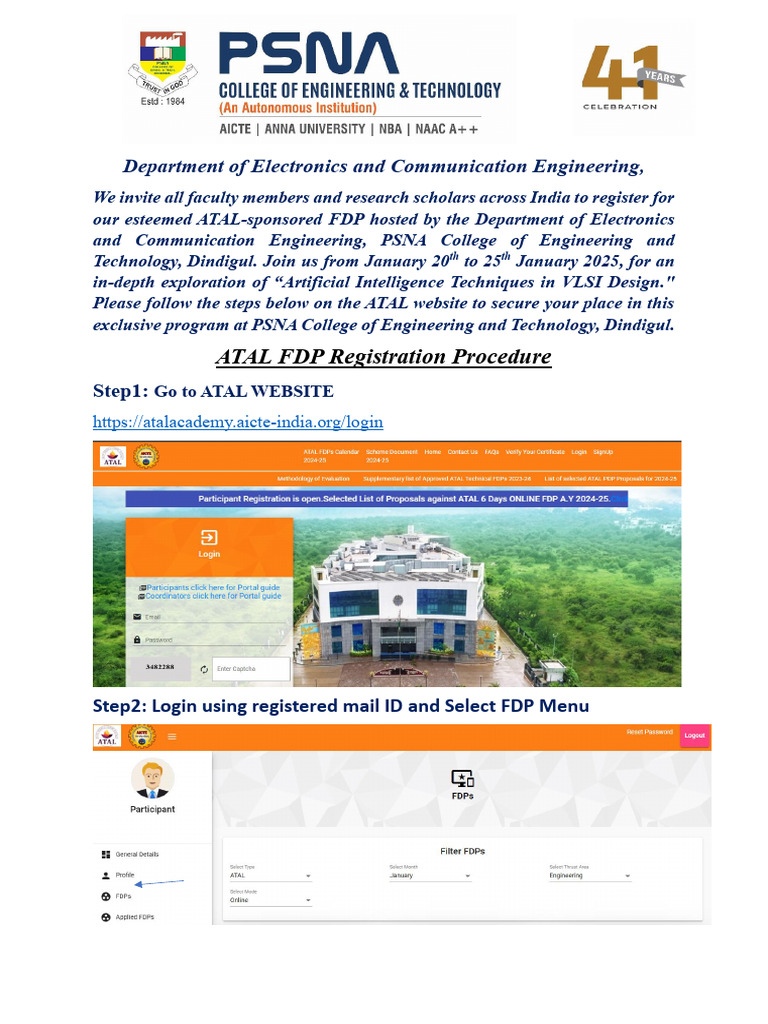 ATAL FDP Registration Procedure | PDF