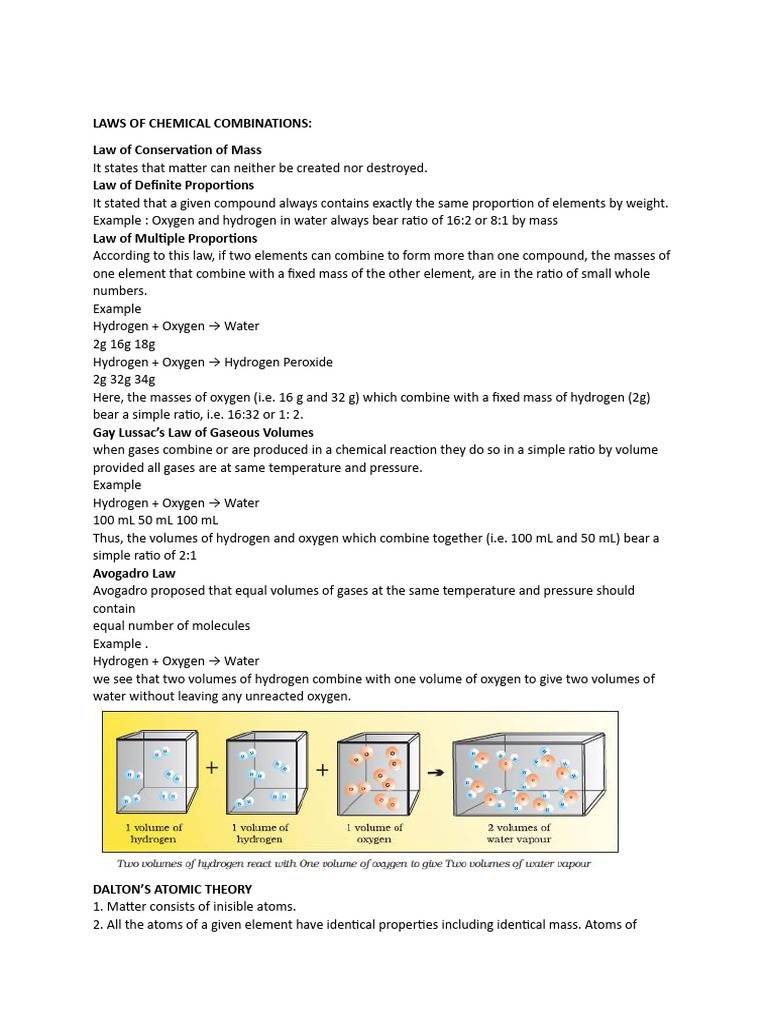 Laws of Chemical Combinations | PDF | Stoichiometry | Mole (Unit)