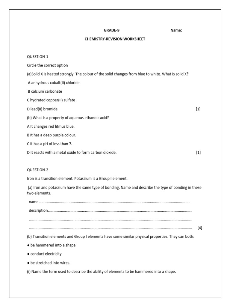 Grade-9 SA-1 Revision | PDF | Proton | Oxide