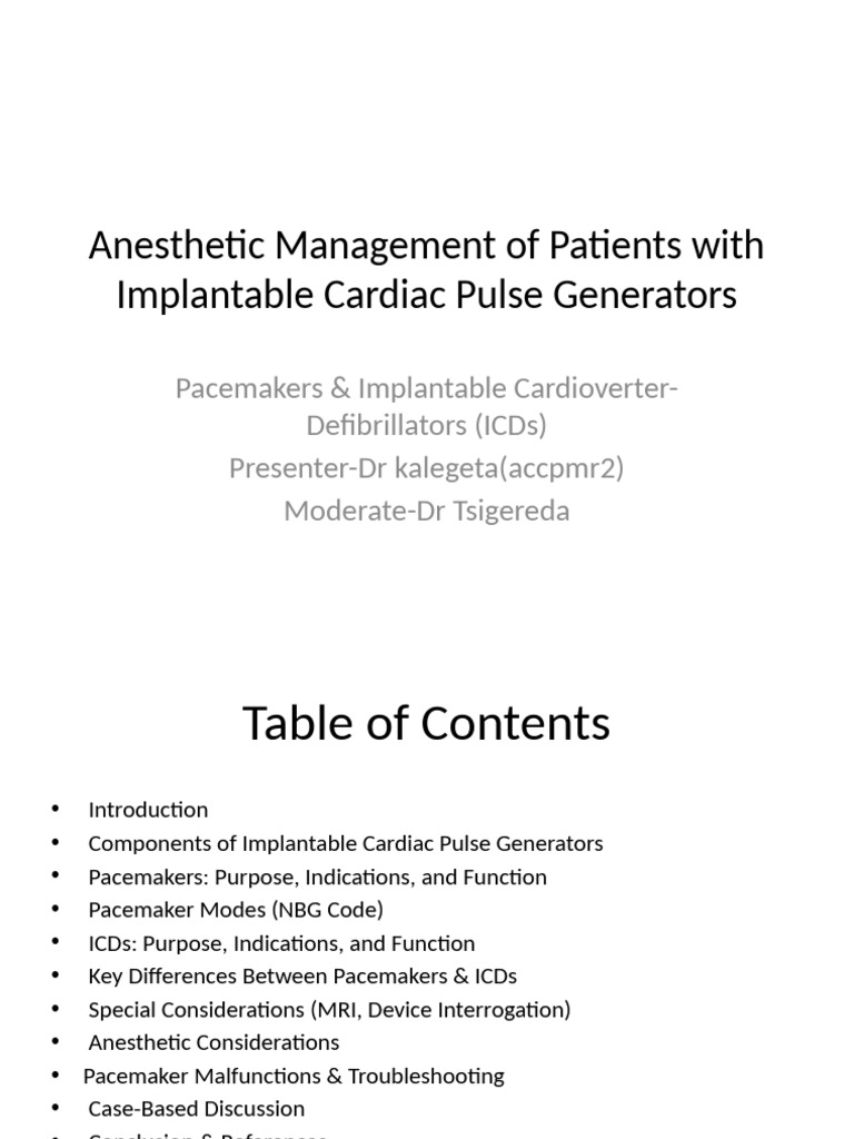 Anesthesia For Patients With ICPGD Final | PDF | Artificial Cardiac ...