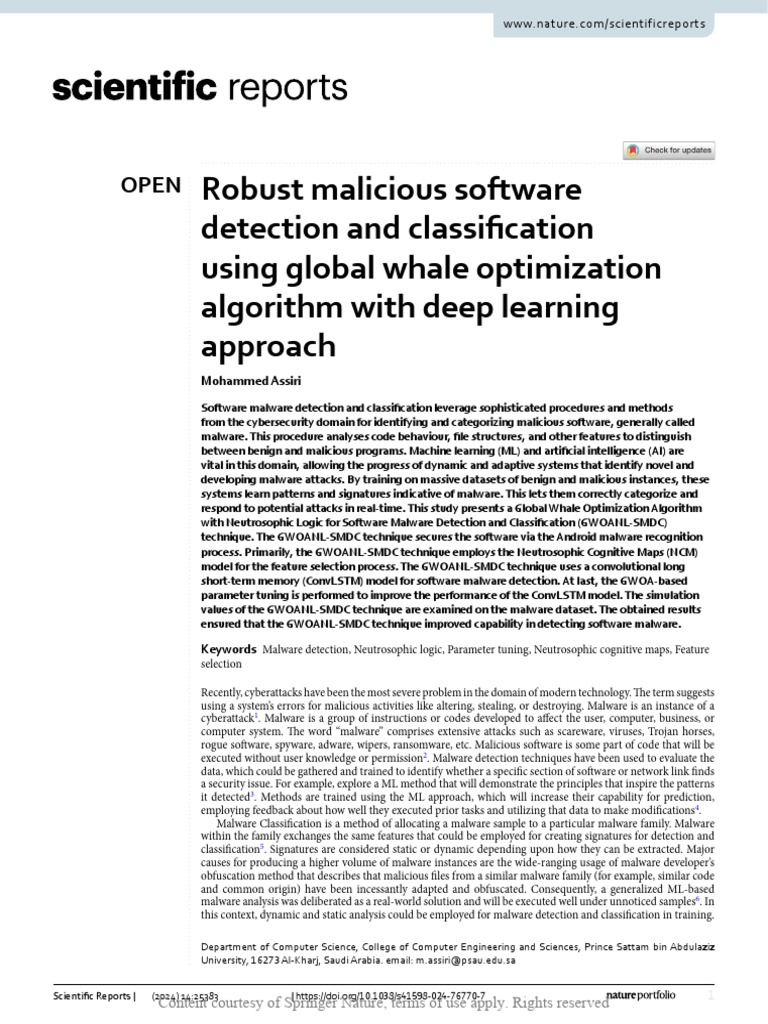Malware Detection Using GWO and Deep Learning | PDF | Malware | Computing