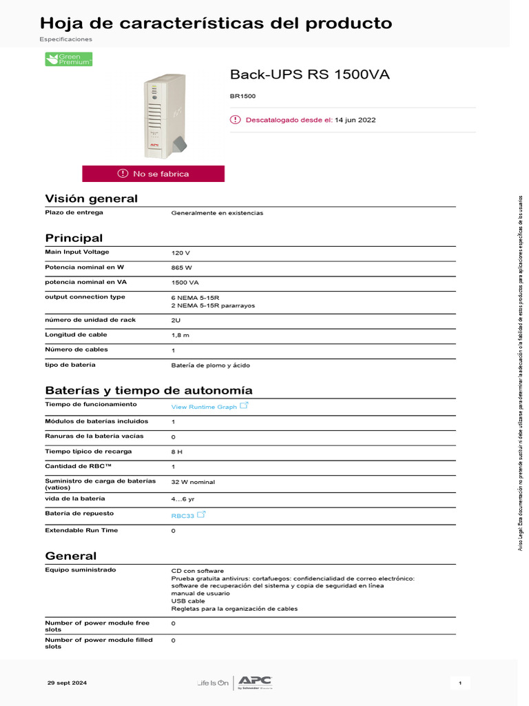 Apc Backups-Rs Br1500 | PDF