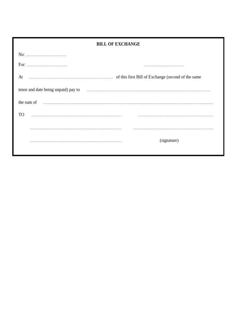 Blank Bill of Exchange Template | PDF