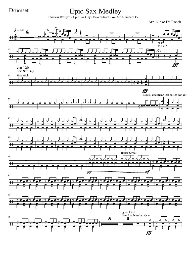 Epic Sax Medley Funky Ducks Drumset | PDF