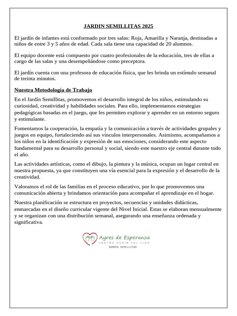 Jardín Semillitas: Educación Integral 2025 | PDF