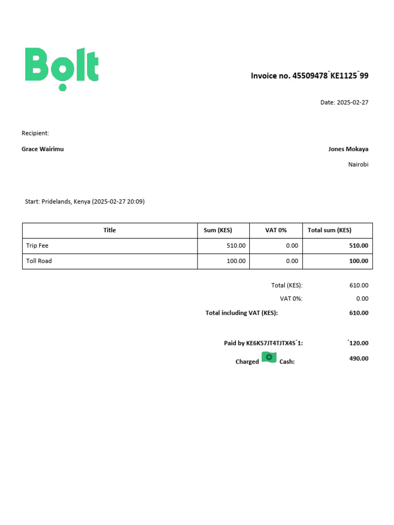 Bolt Invoice | PDF