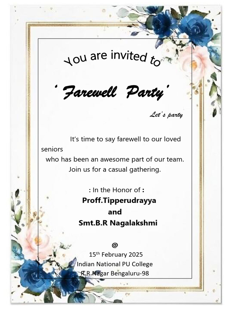 Farewell Party for Proff. Tipperudrayya | PDF