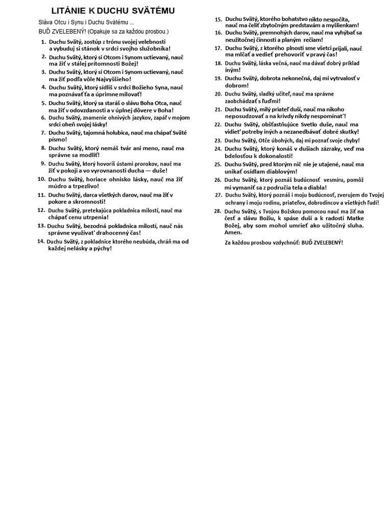 20250309_LITANIE K DUCHU SVATEMU_upravene | PDF