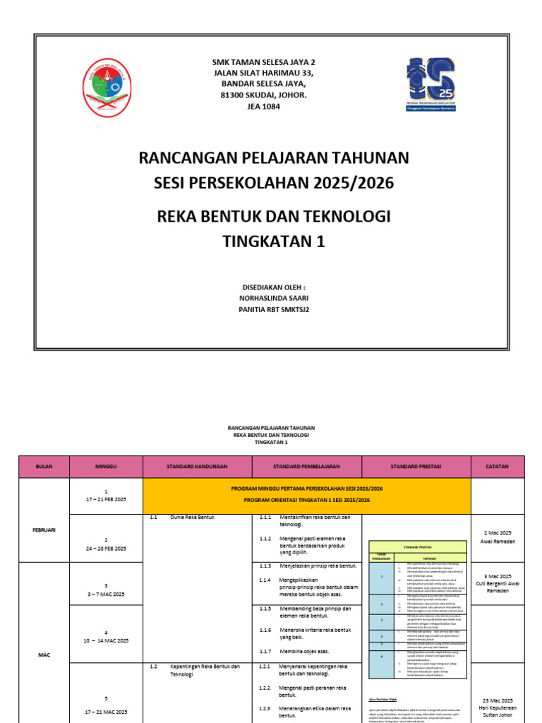RPT RBT T1 2025:2026 | PDF