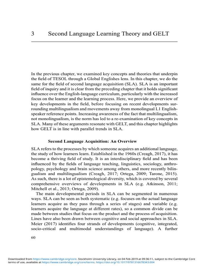 Tesol Chap 3 Cambridge | PDF | Second Language Acquisition | Second ...