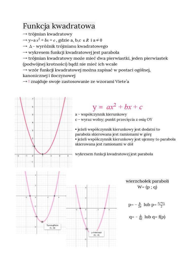 Funkcja-kwadratowa | PDF
