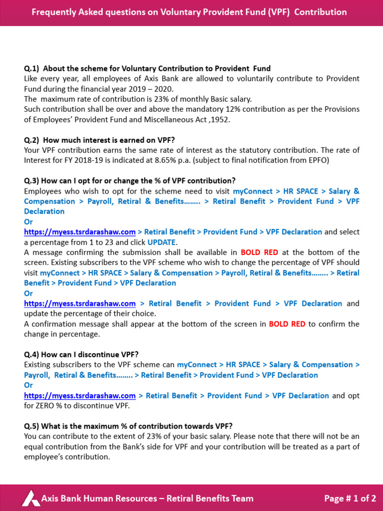 FAQs on Voluntary Provident Fund (VPF) | PDF | Payroll Tax | Labor