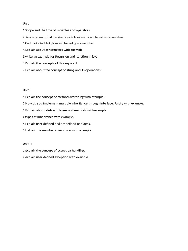 Important Questions For Mid 1 | PDF