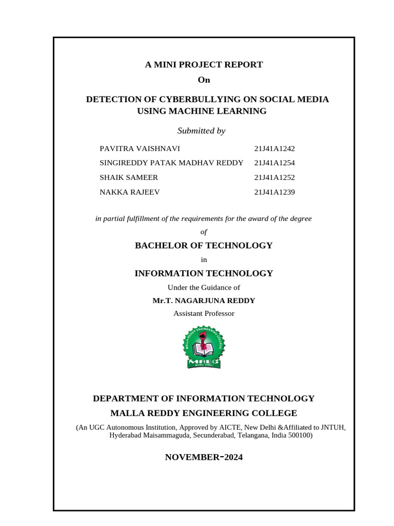 Detection of cyberbullying | PDF | Support Vector Machine | Applied ...