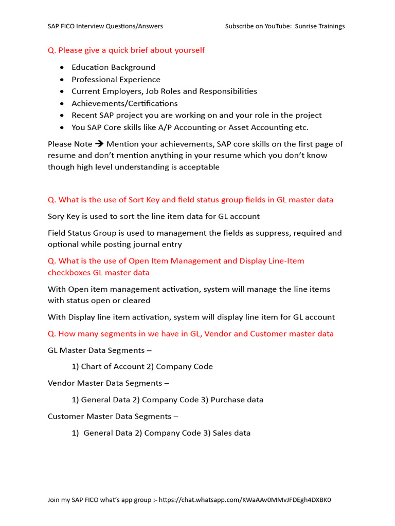 Udemy+Interview+Question+on+SAP+FICO | PDF