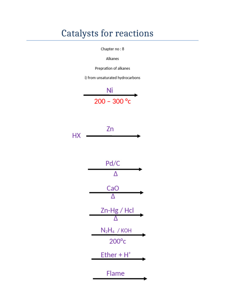 Catalysts For Reactions Chemistry | PDF