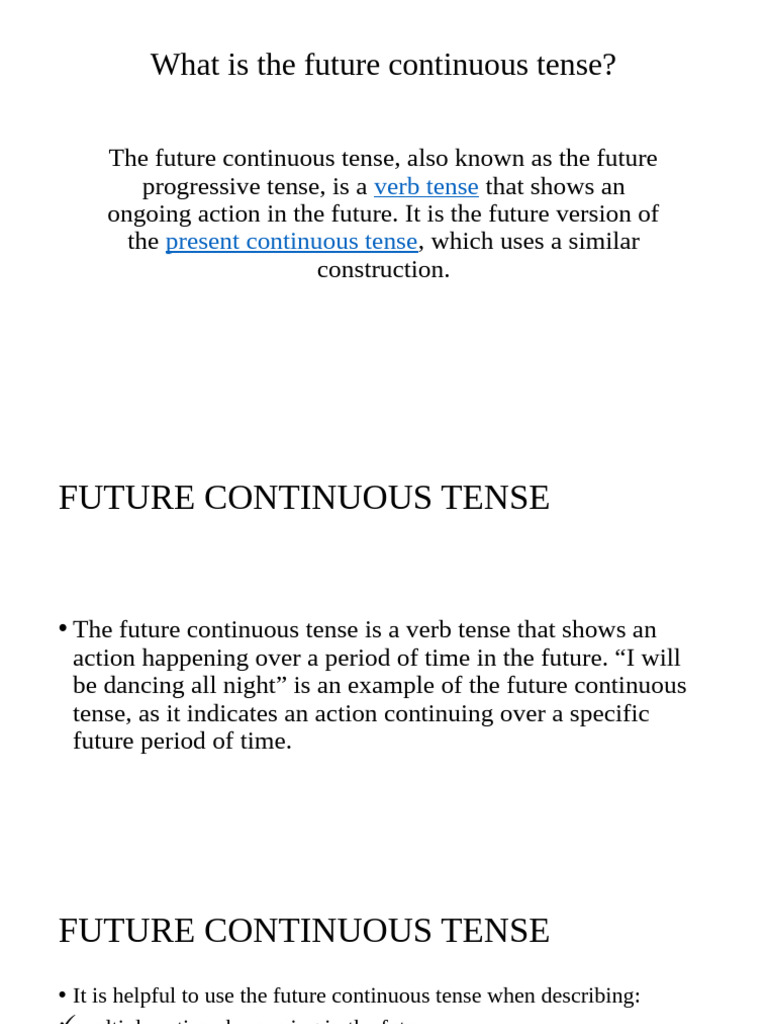 Understanding Future Continuous Tense | PDF | Grammatical Tense ...