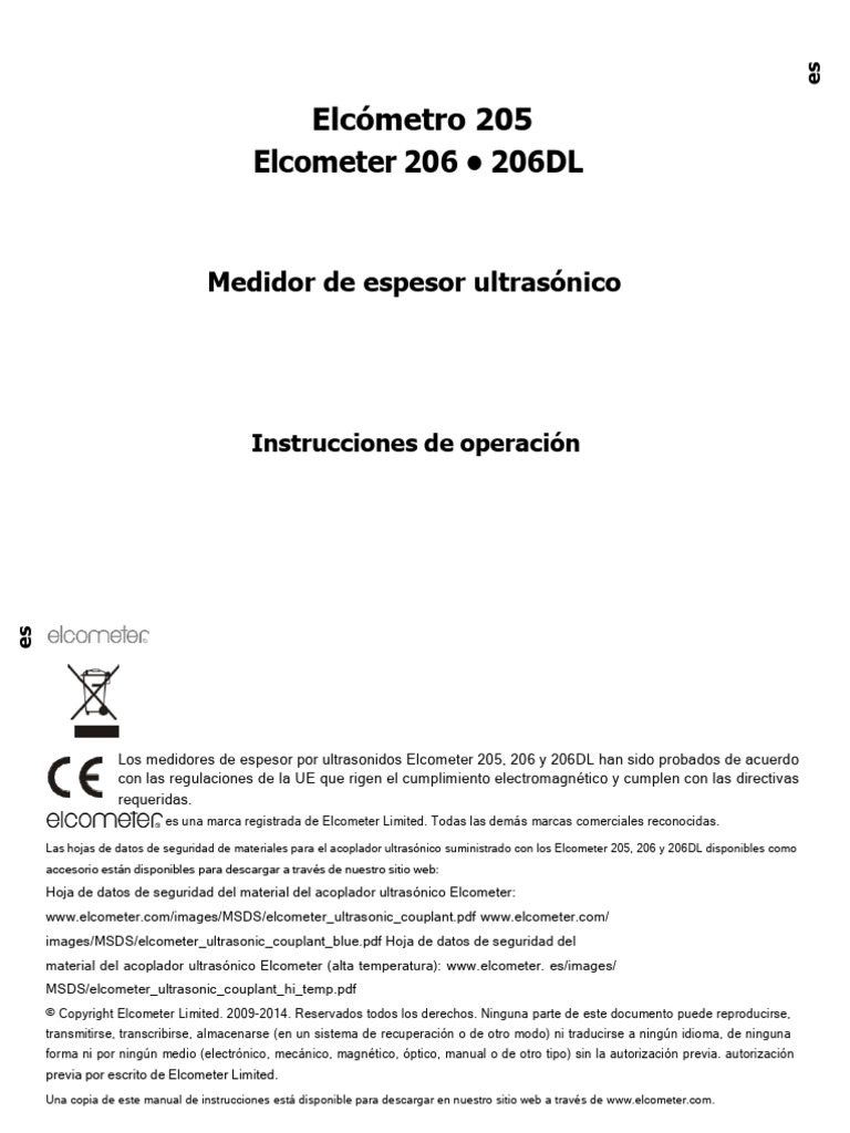 205 206 206dl - En.es | PDF | Ultrasonido | Calibración