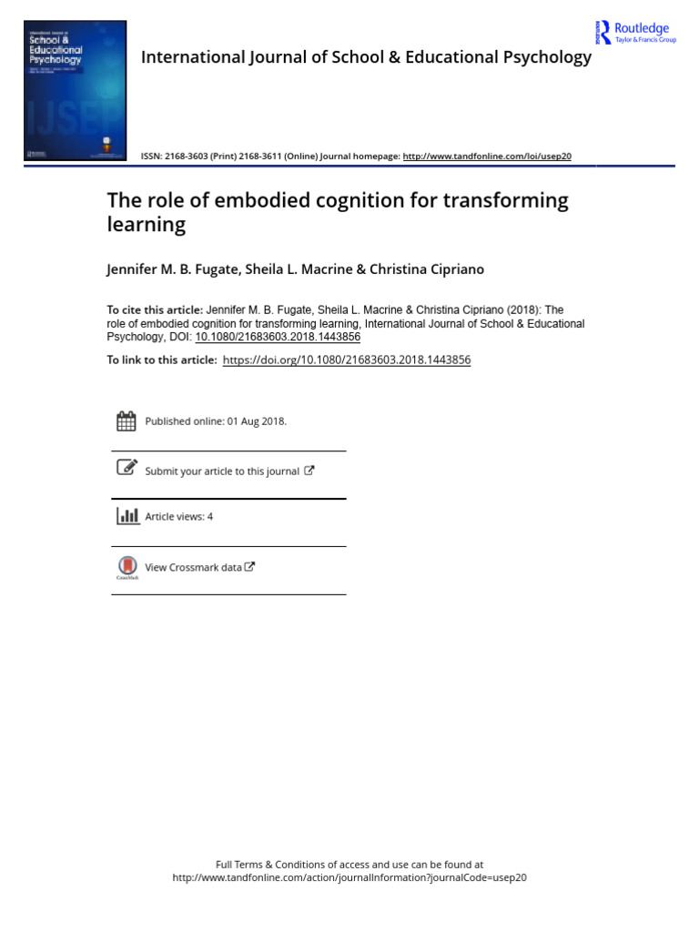 Embodied Cognition in Learning Transformation | PDF | Embodied ...