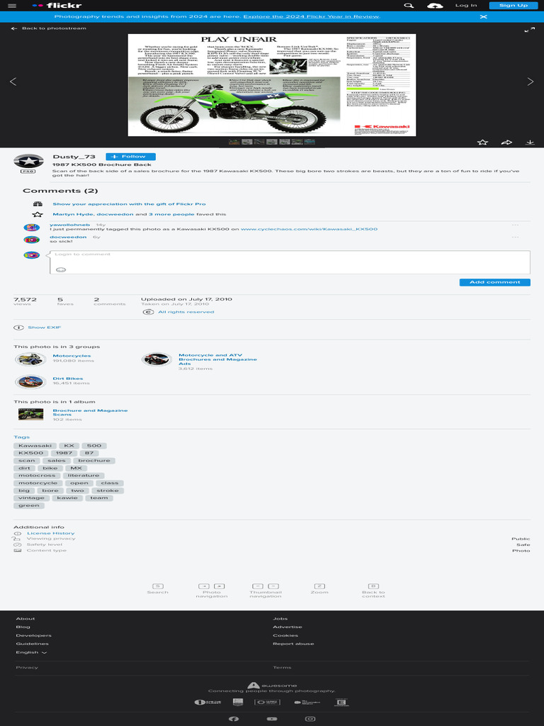 1987 KX500 Brochure Back Scan of The Back Side of A Sales Flickr | PDF | Motorcycling