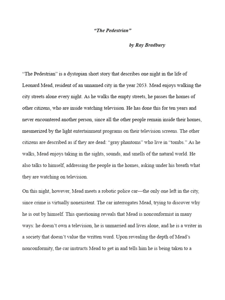 The Pedestrian by Ray Bradbury | PDF