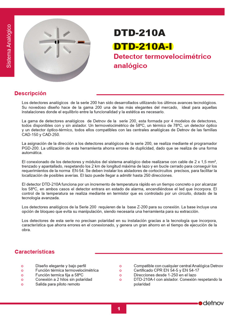 Detector Termovelocimetrico DTD-210A-I | PDF